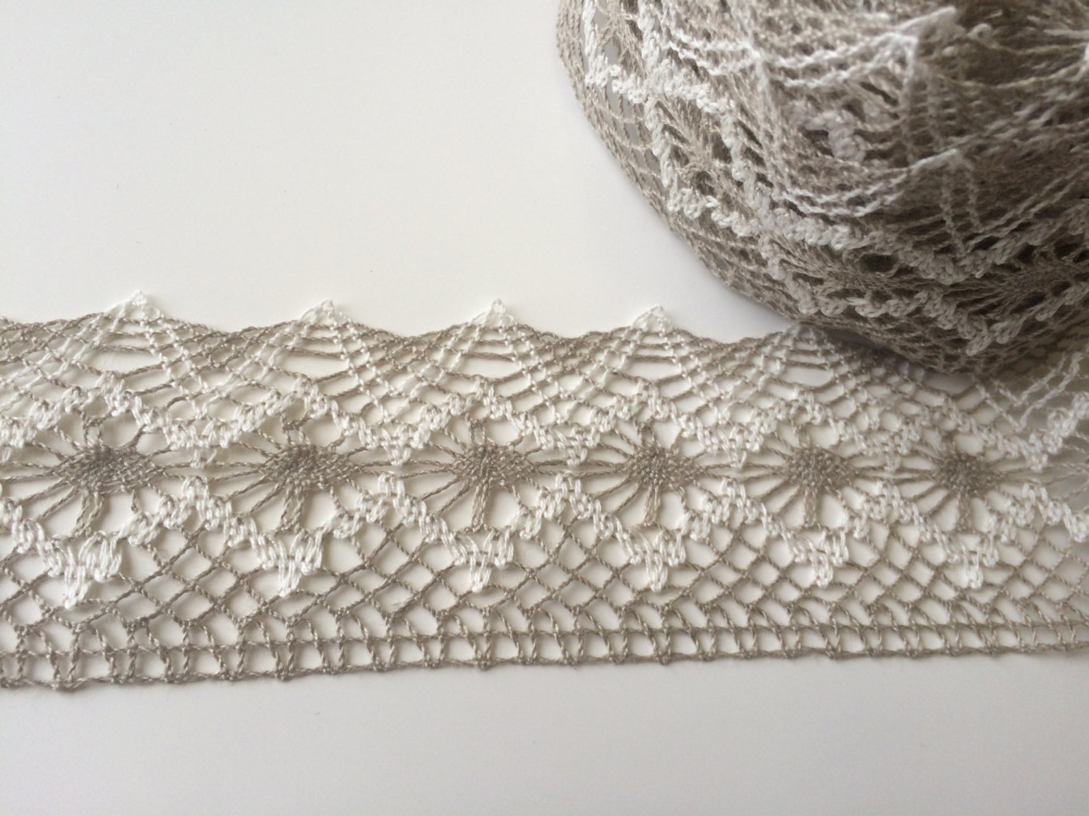 Linen Lace 2-color Lace Trim - 100% Linen - 2.36" (6 Cm) Wide - Etsy