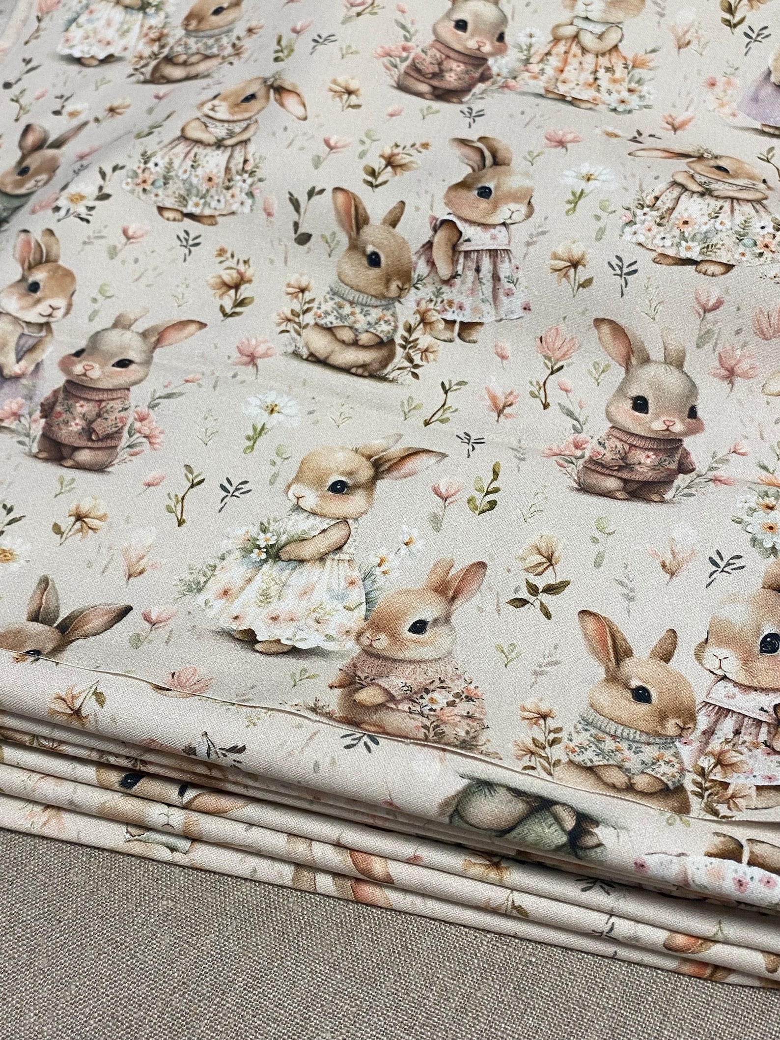 Woodland Animals Fabric Baby Bunny Fabric Easter Rabbits Fabric for ...