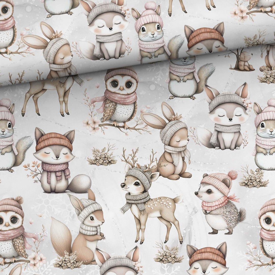 Snowland Animals Fabric Baby Animals Fabric Premium Cotton Fabric for ...