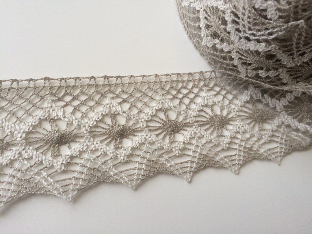 Linen Lace 2-color Lace Trim - 100% Linen - 2.36" (6 Cm) Wide - Etsy