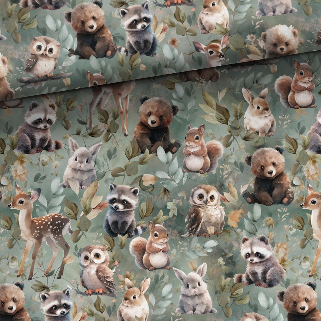 Woodland Animals Fabric Baby Animals Fabric for Sewing and Quilting 155 ...