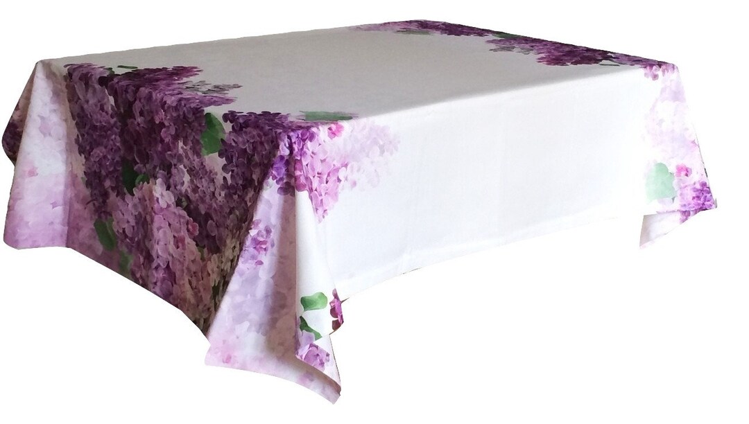 Floral Tablecloth Table Linens, Purple Lilac Flowers, Scandinavian ...