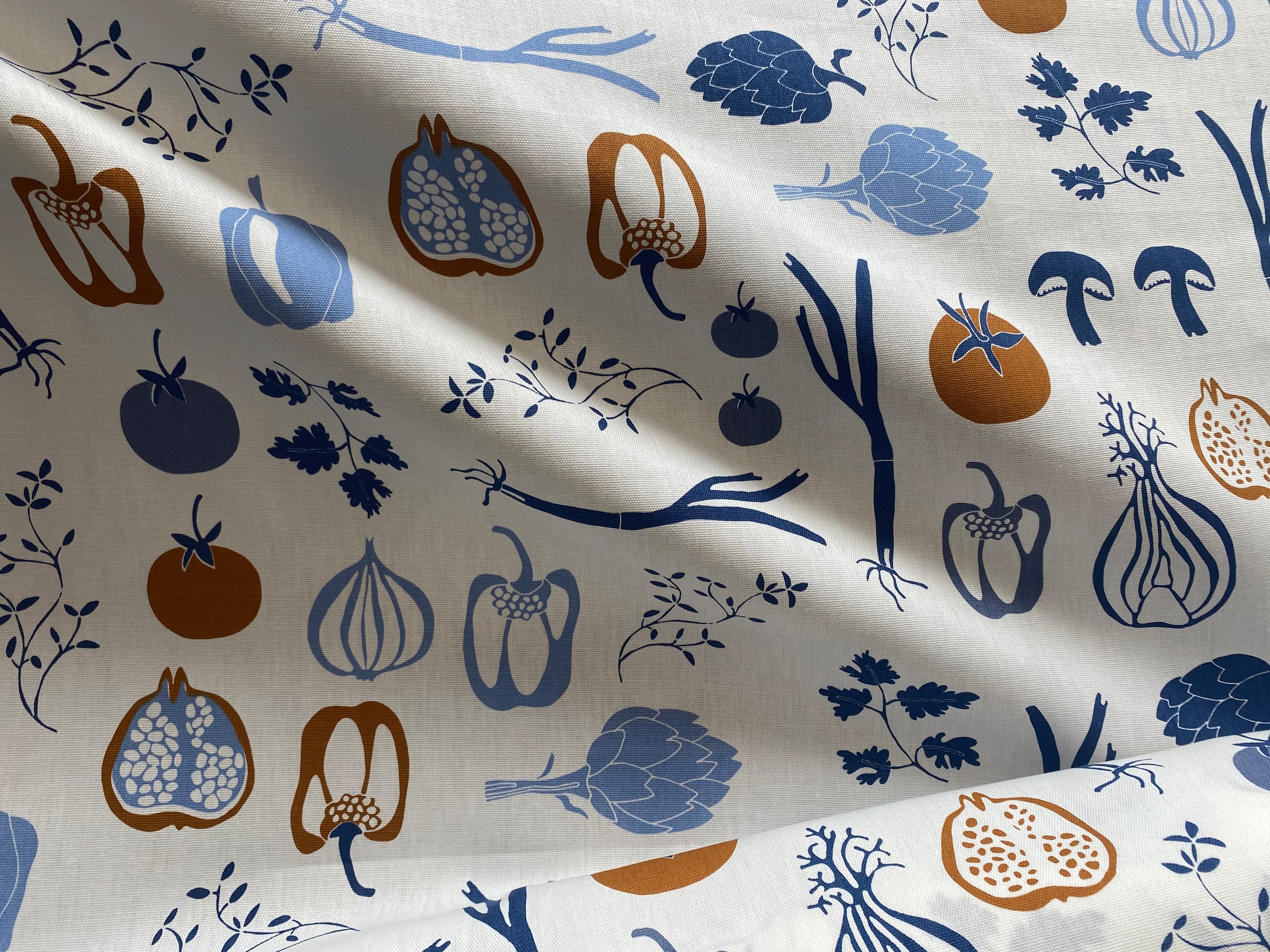 Scandinavian Cotton fabric Botanica Food theme Curtain | Etsy