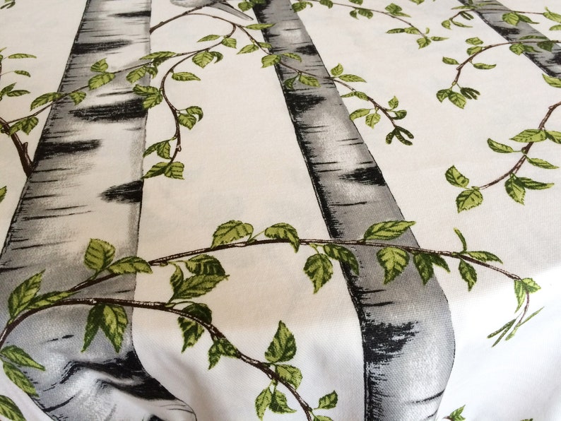 Round Tablecloth Table Linens Cotton Fabric Birds Trees - Etsy