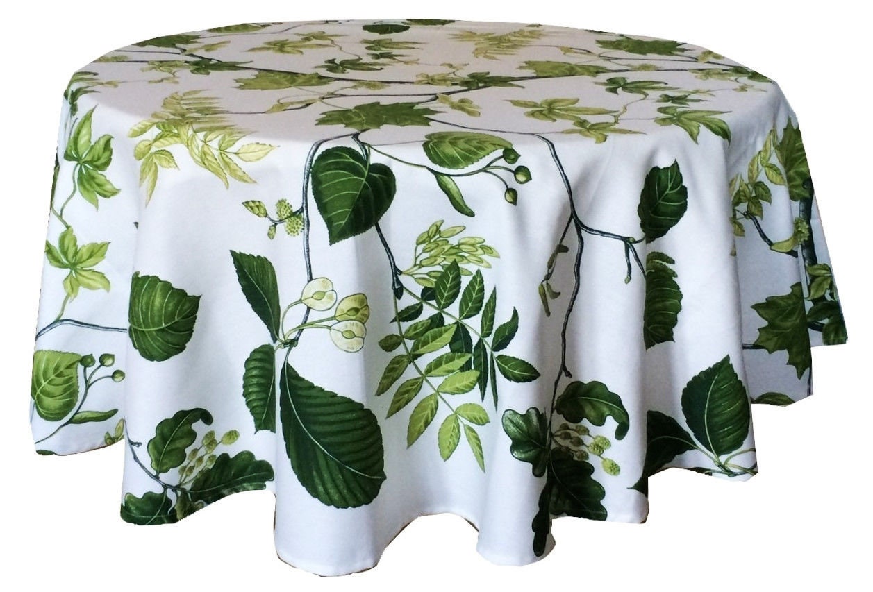 Tablecloth Table Linen Green Leaves & Plants 100% Cotton - Etsy