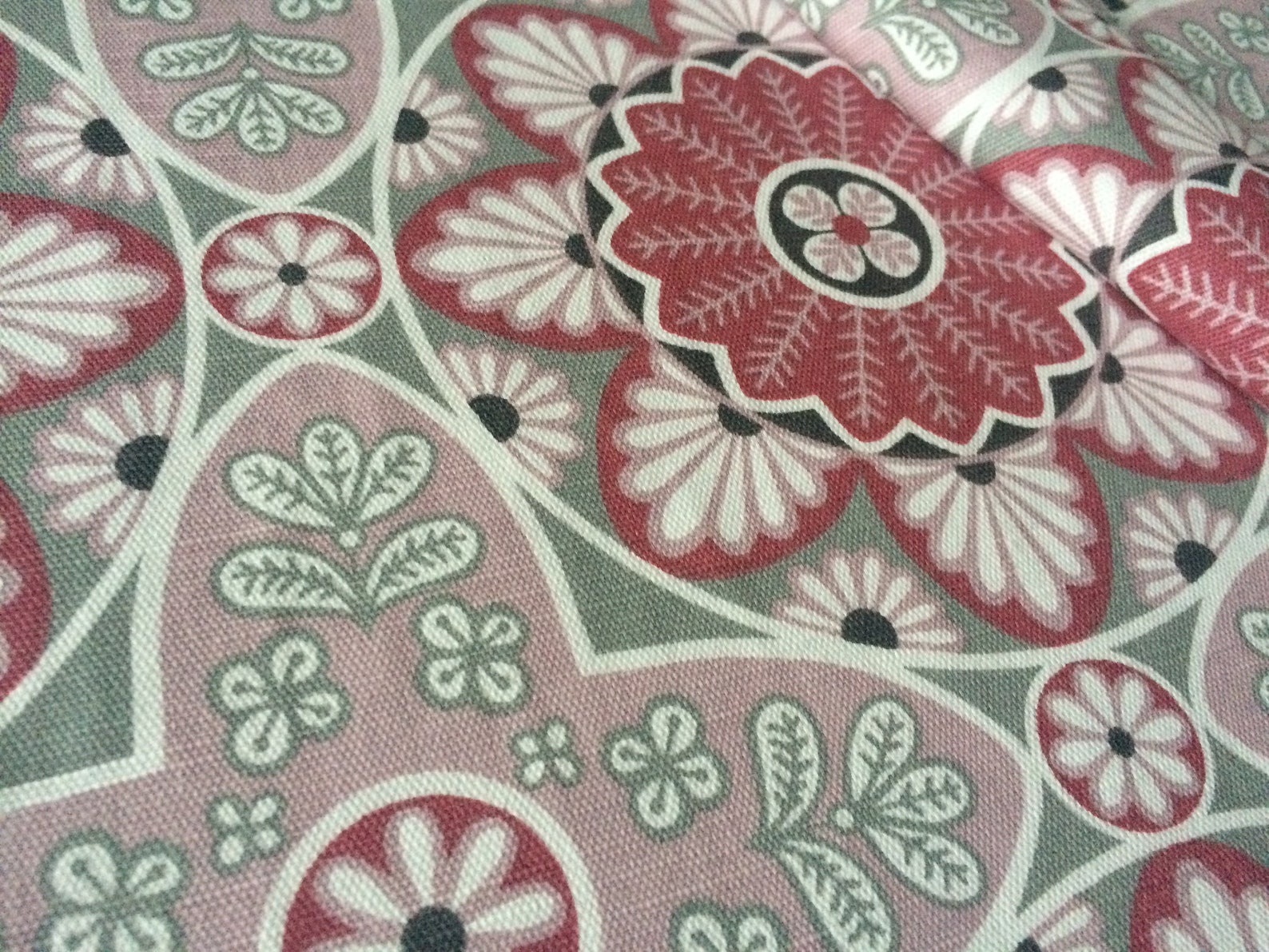 Scandinavian Cotton Fabric Geometric Mandala Pink Gray 59 - Etsy
