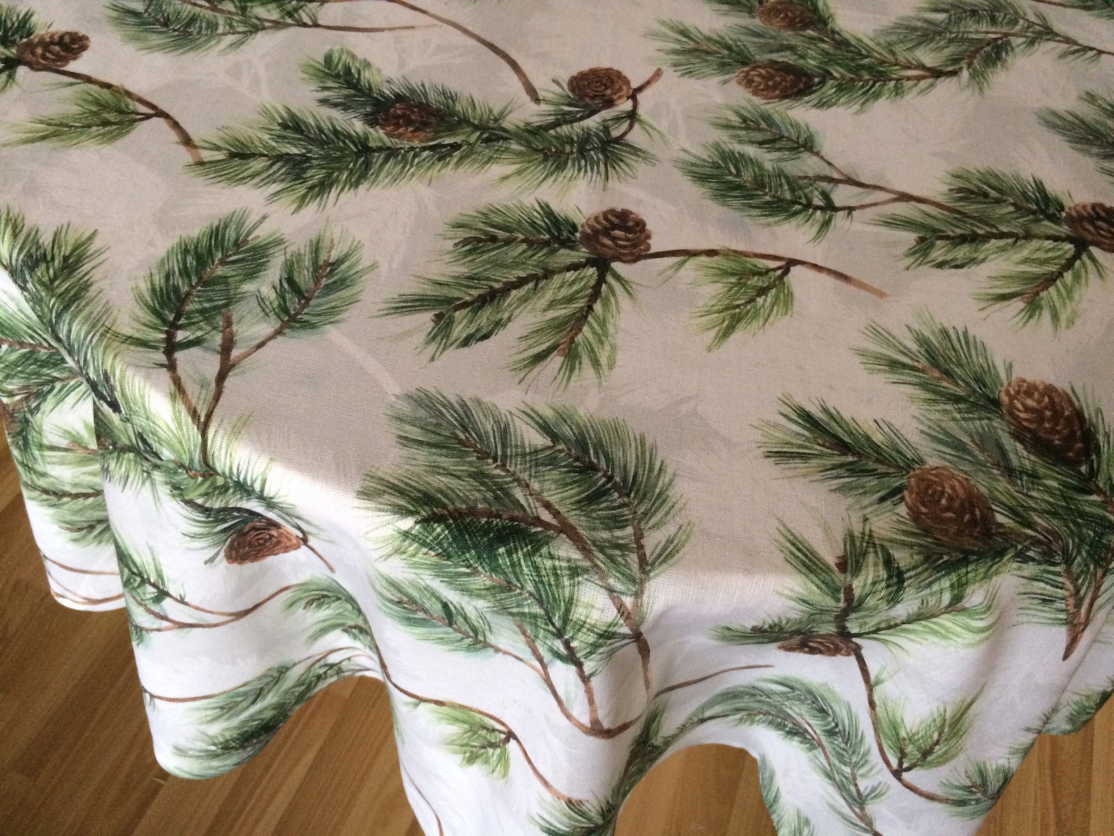 Cotton Tablecloth Table Linen Table Top Pine Cones Green - Etsy