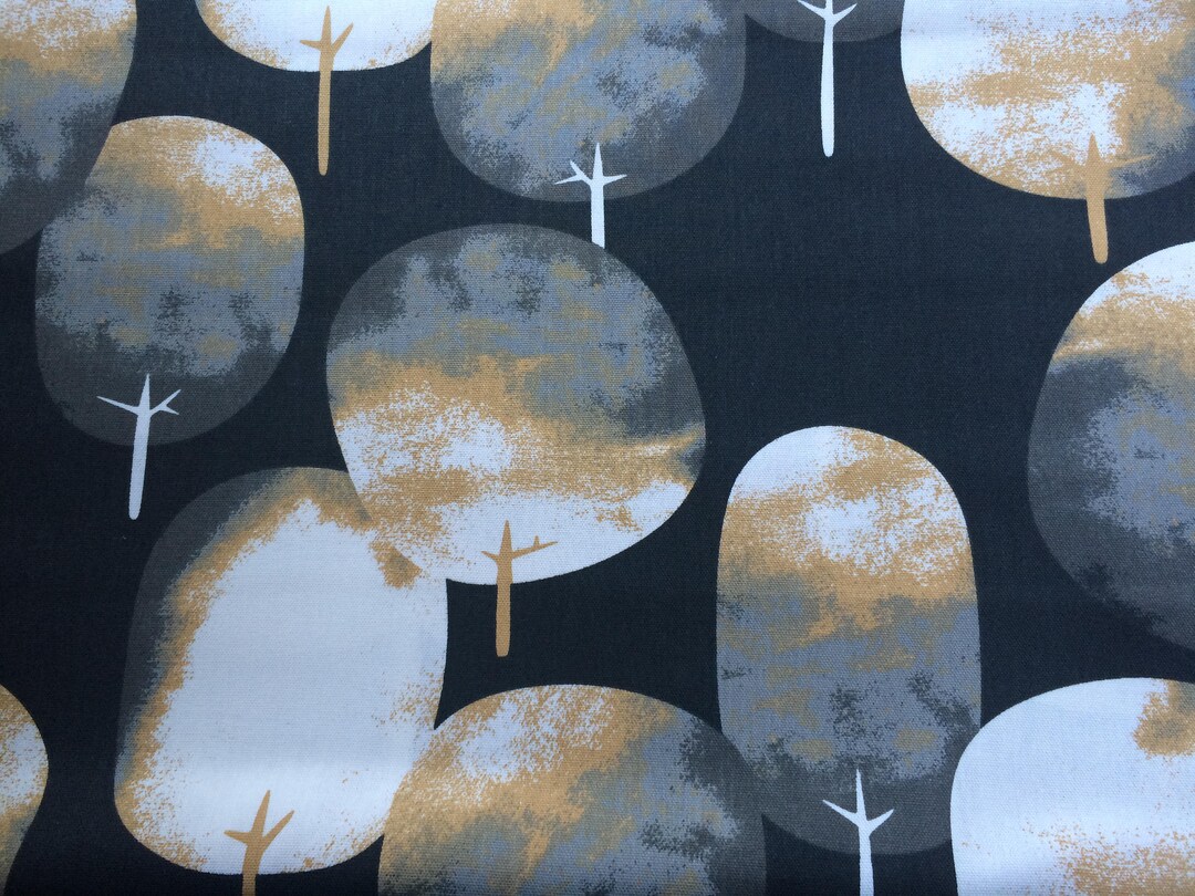 Scandinavian Cotton Fabric Saarni by Filayson Cotton Canvas Grey/gold ...