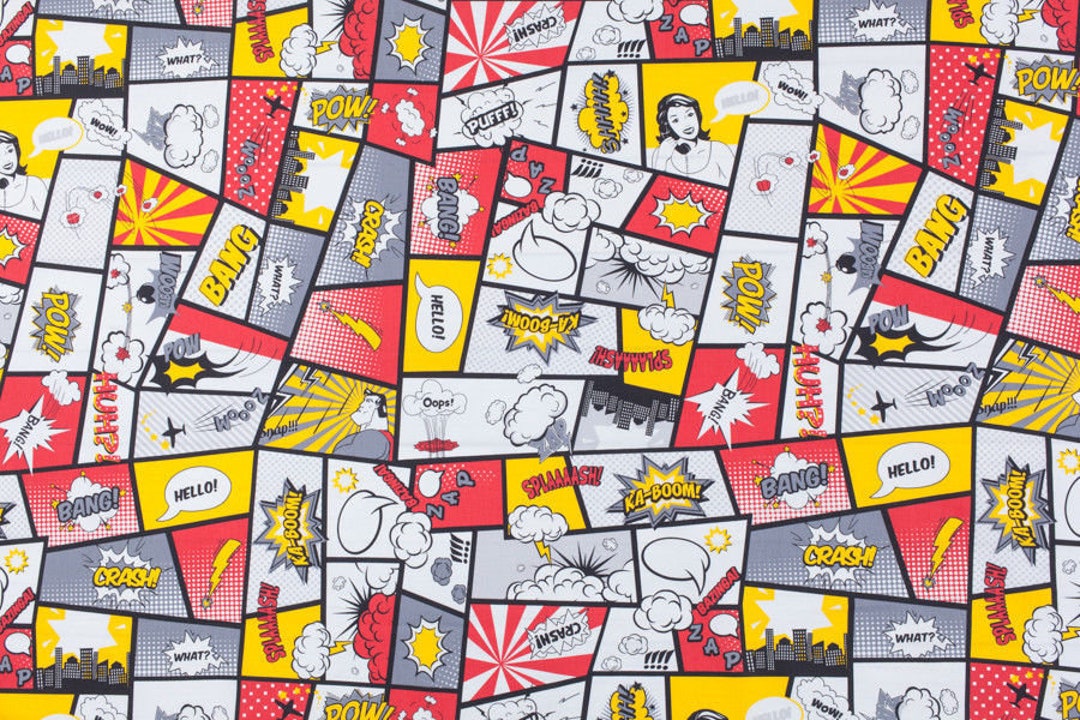 Cotton Fabric Comics Red - Lightweight Cotton - 150 Cm (59'') Wide - Etsy