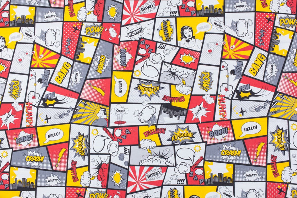 Cotton Fabric Comics Red Lightweight Cotton 150 Cm - Etsy