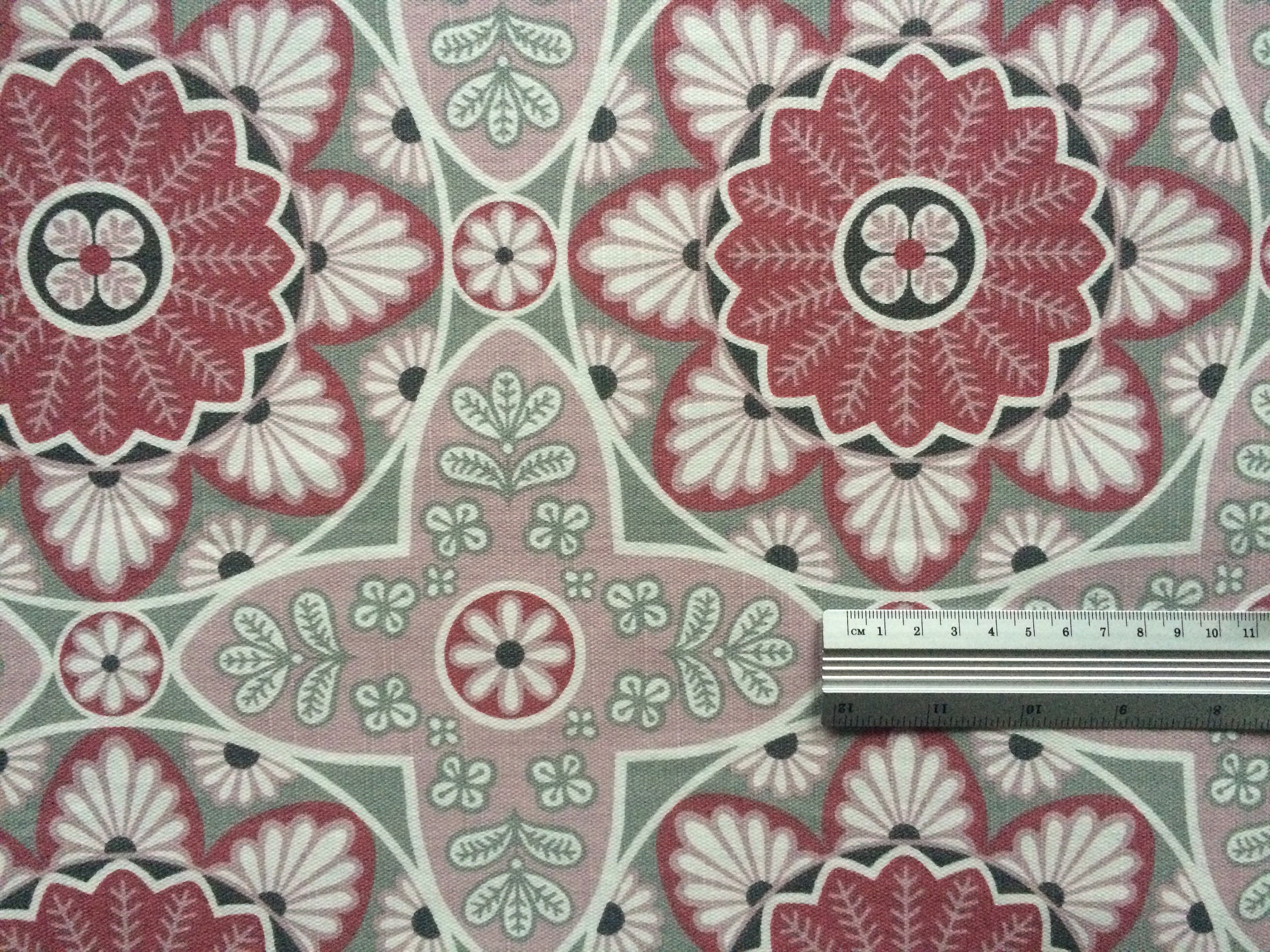 Scandinavian Cotton Fabric Geometric Mandala Pink Gray 59 | Etsy