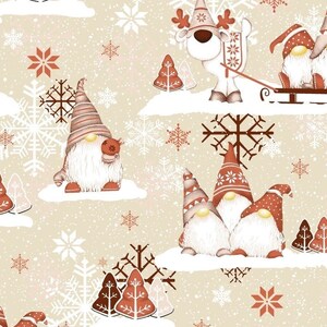 Christmas Fabric Cotton Fabric Elf Gnome Printed Fabric Green and Red ...