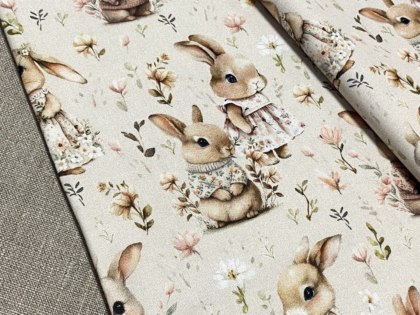 Woodland Animals Fabric Baby Bunny Fabric Easter Rabbits Fabric for ...