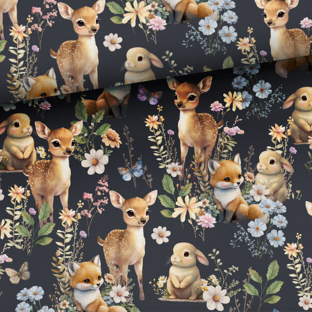 Woodland Animals Fabric Baby Animals Fabric Premium Cotton Fabric for ...