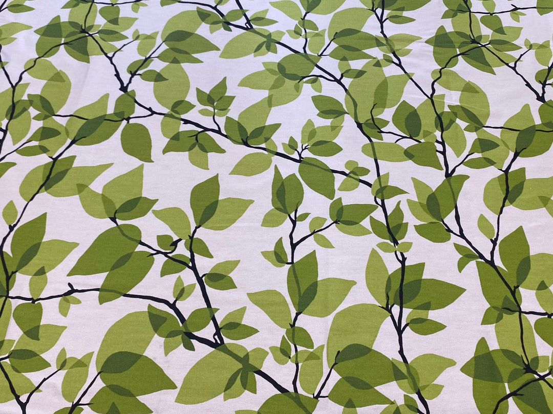 Scandinavian Cotton Fabric - Spring Green Leaves Home Décor Fabric ...