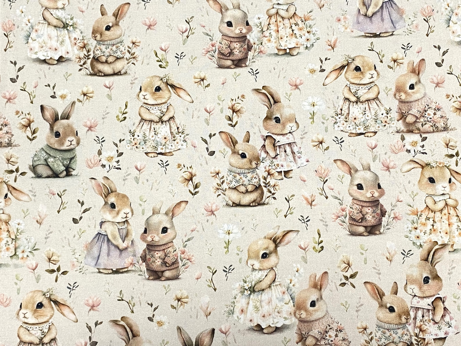 Woodland Animals Fabric Baby Bunny Fabric Easter Rabbits Fabric for ...