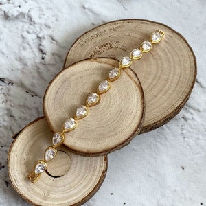 ALEXIS Gold Bridal Bracelet Rose Gold, Wedding Cuff Crystal Bridesmaids ...