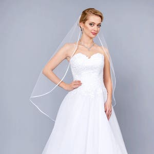 Soft Satin Ribbon Edge Veil Wedding Bridal Veil Ribbon Veil - Etsy