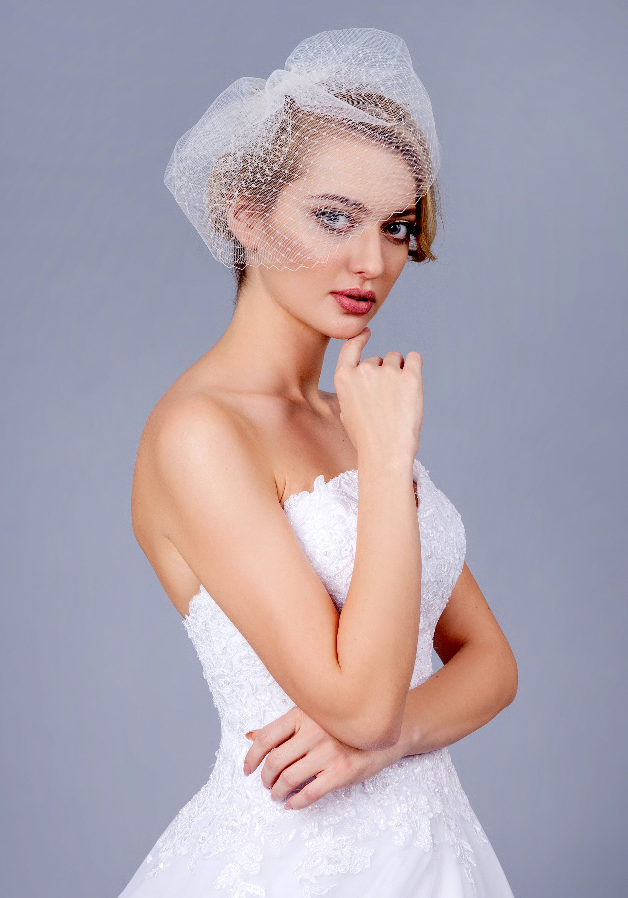 Full Double Layer Bandeau Birdcage Veil - Bandeau Veil, Birdcage Veil ...