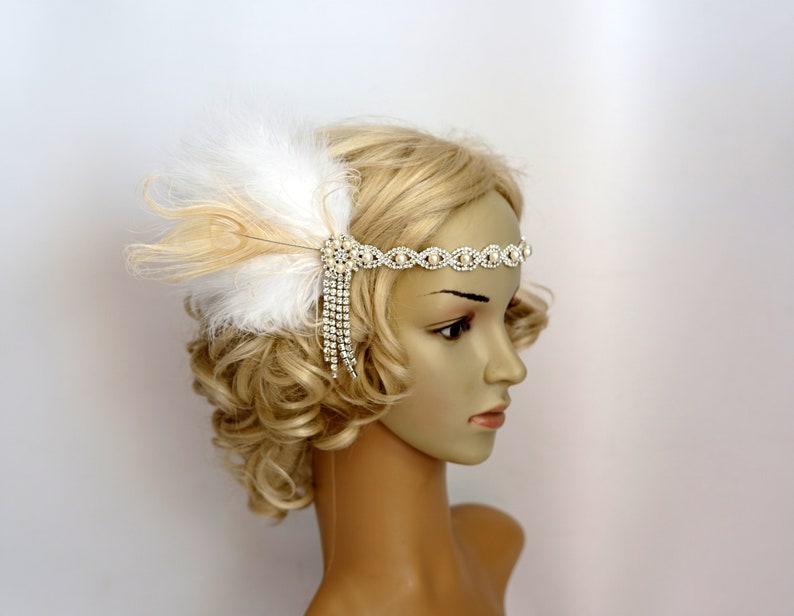 Pearl Flapper Headpiece Headbnad Great Gatsby Bridal 1920s - Etsy