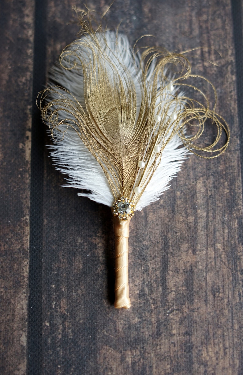 Gold Feathers Fan Bridesmaid Bridal Fan Ostrich Feather Fan | Etsy