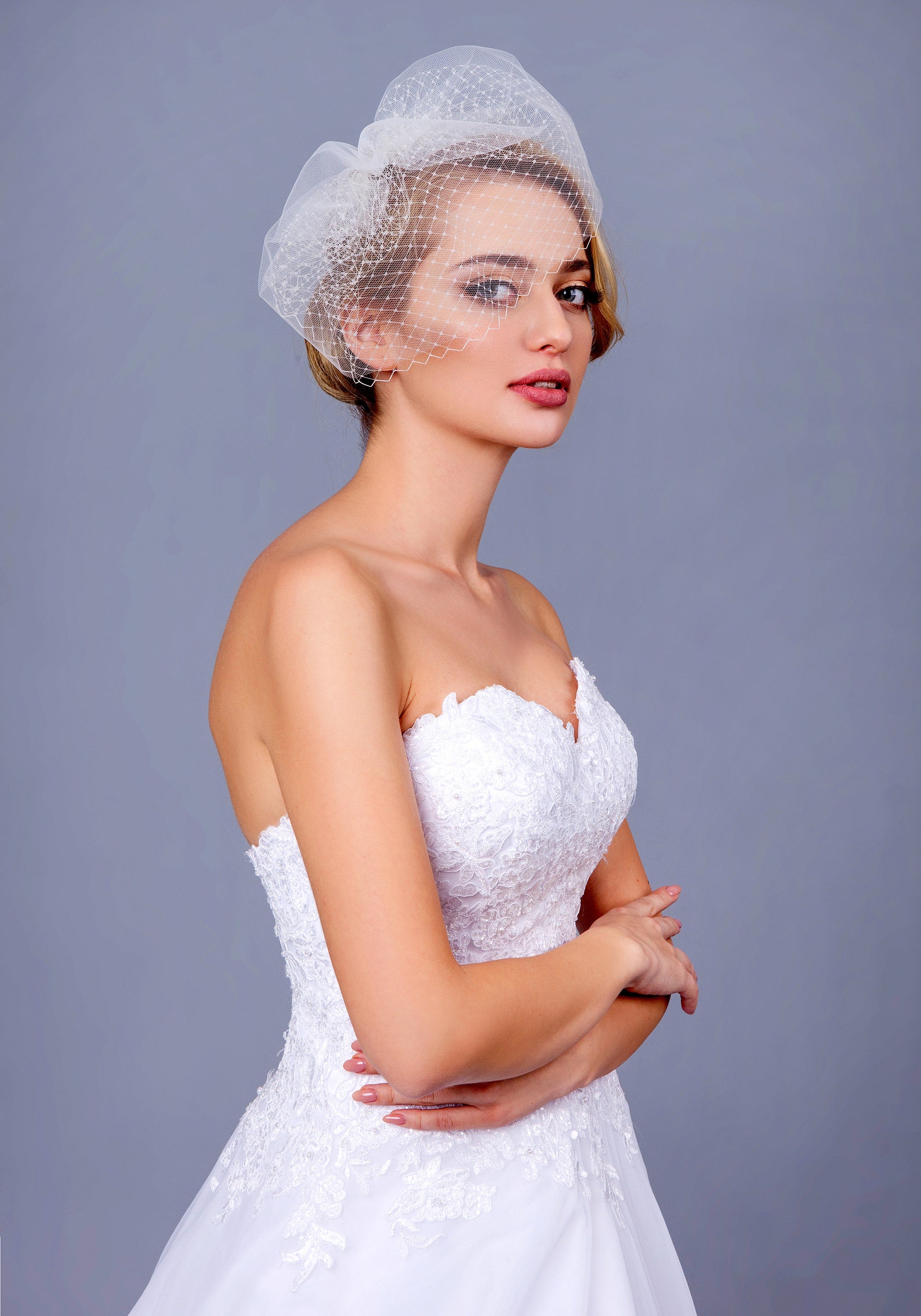 Full Double Layer Bandeau Birdcage Veil - Bandeau Veil, Birdcage Veil ...