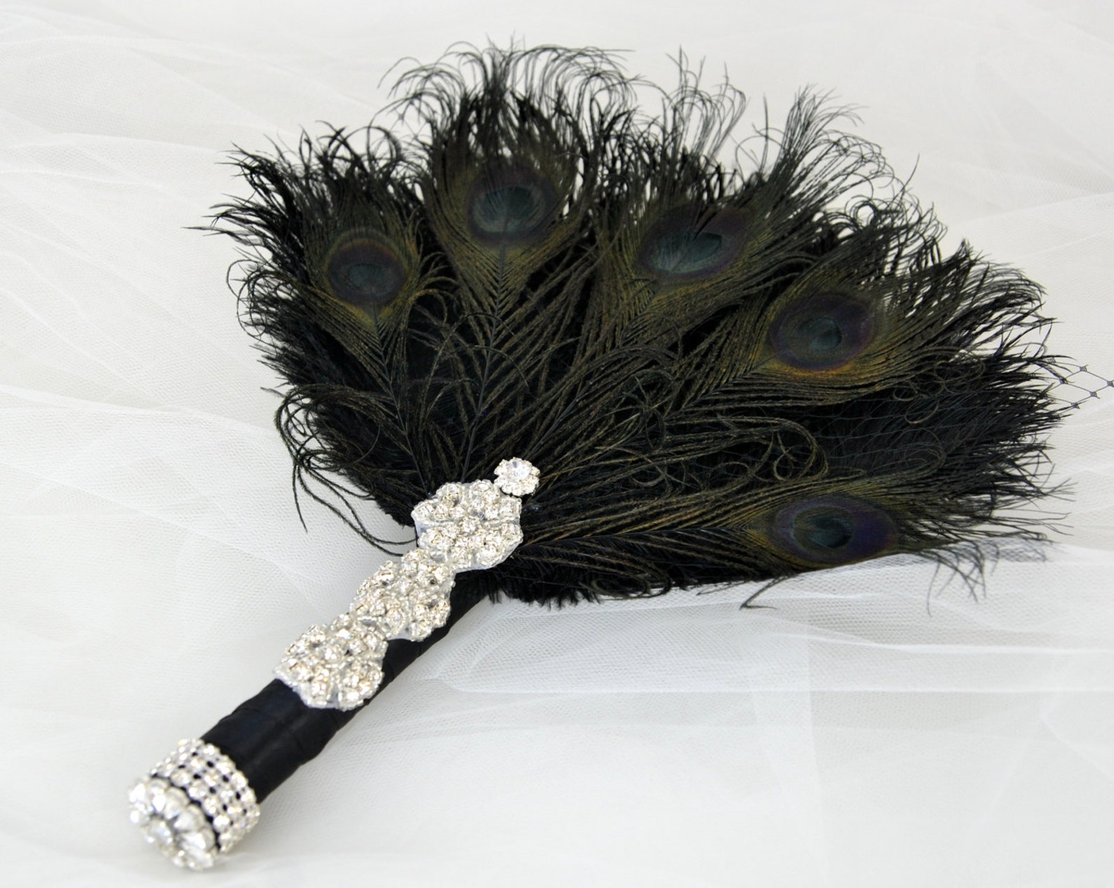 Back Bridal Feather Fan Alternative Ostrich Feather Fan | Etsy