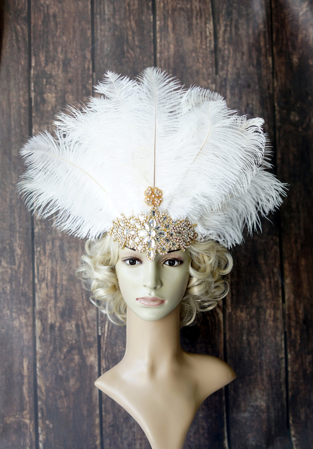 Feather Carnival Headdress Gatsby Rhinestone Flapper Headband, 1920's ...