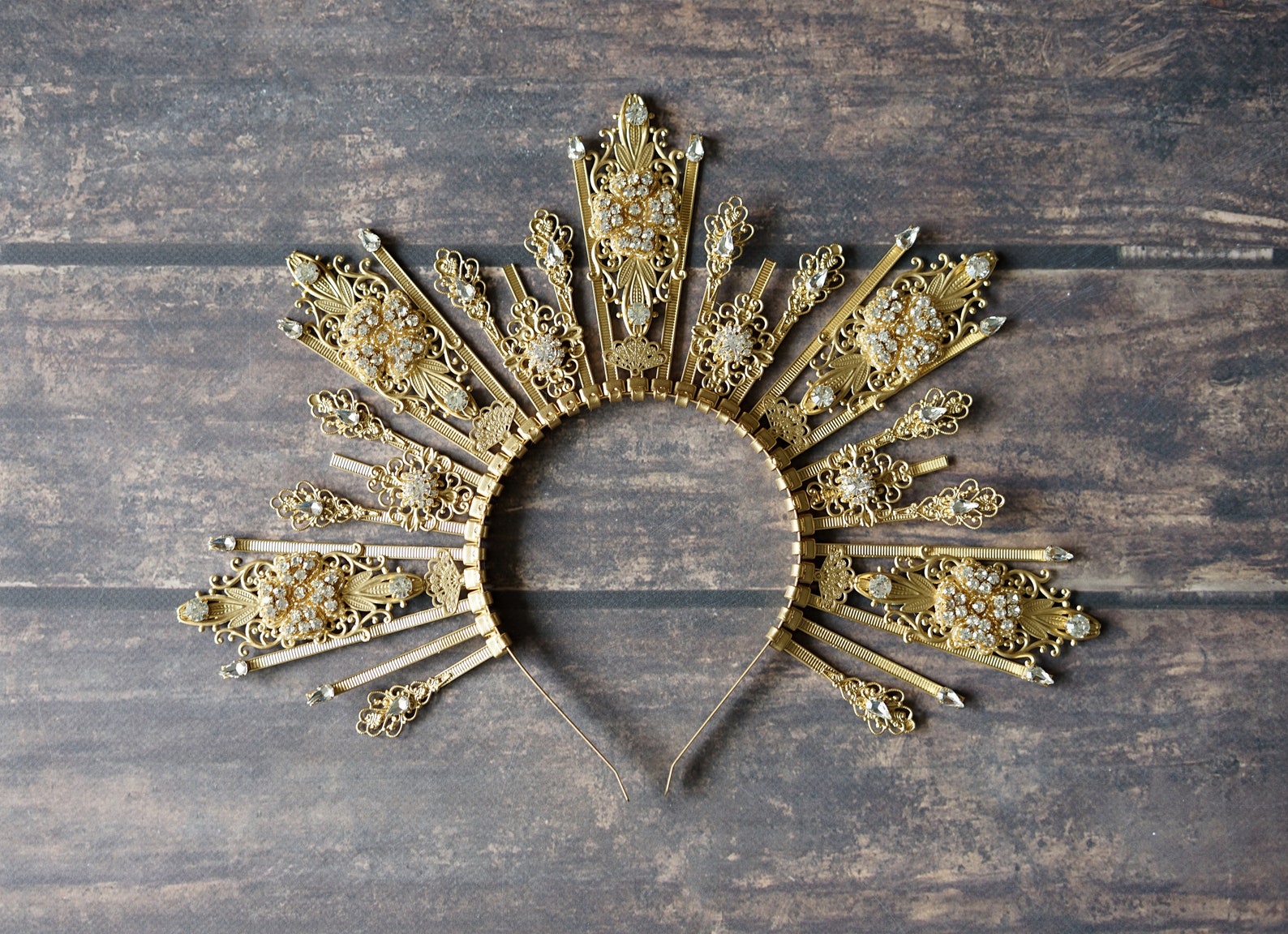 Crystal Halo Crown Rhinestone Gold Halo Crown Halo Headpiece - Etsy