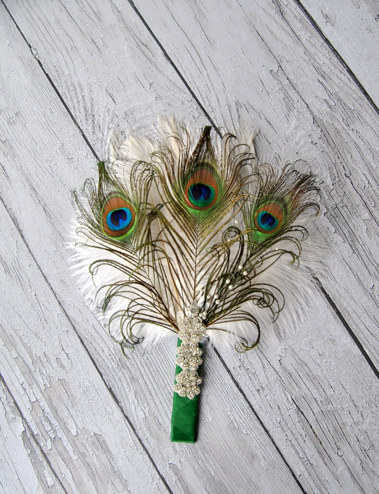 Peacock Feather Fan Bridal Alternative Ostrich Feather Fan - Etsy