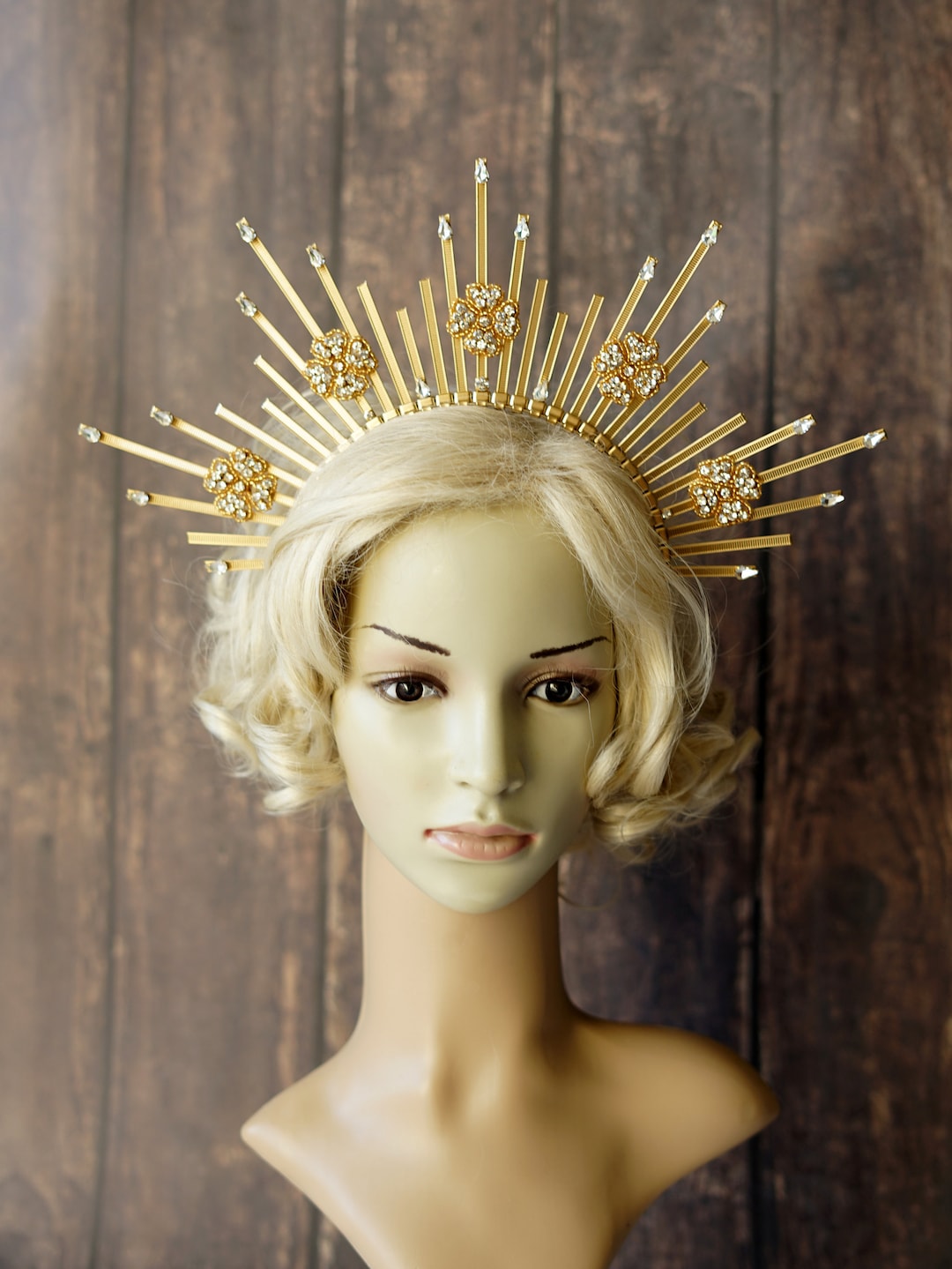 Crystal Halo Crown, Sunburst Crown Fashion Headband Goddess Headdress ...