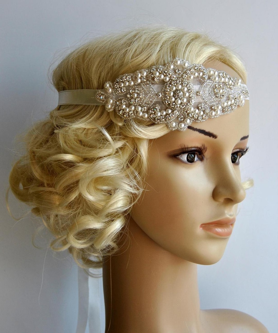 Pearl Rhinestone Flapper Gatsby Headband, Wedding Bridal Headband ...