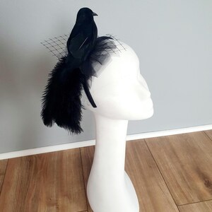 Black Bird Fascinator Headband Black Feather Fascinator Bird Nest ...