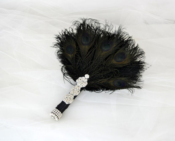 Back Bridal Feather Fan Alternative Ostrich Feather Fan | Etsy