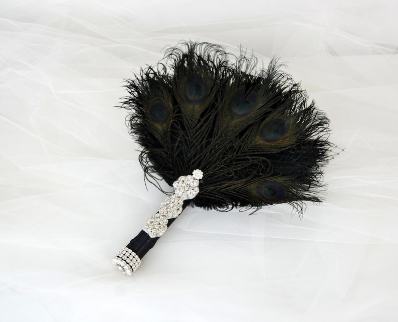 Back Bridal Feather Fan Alternative Ostrich Feather Fan - Etsy