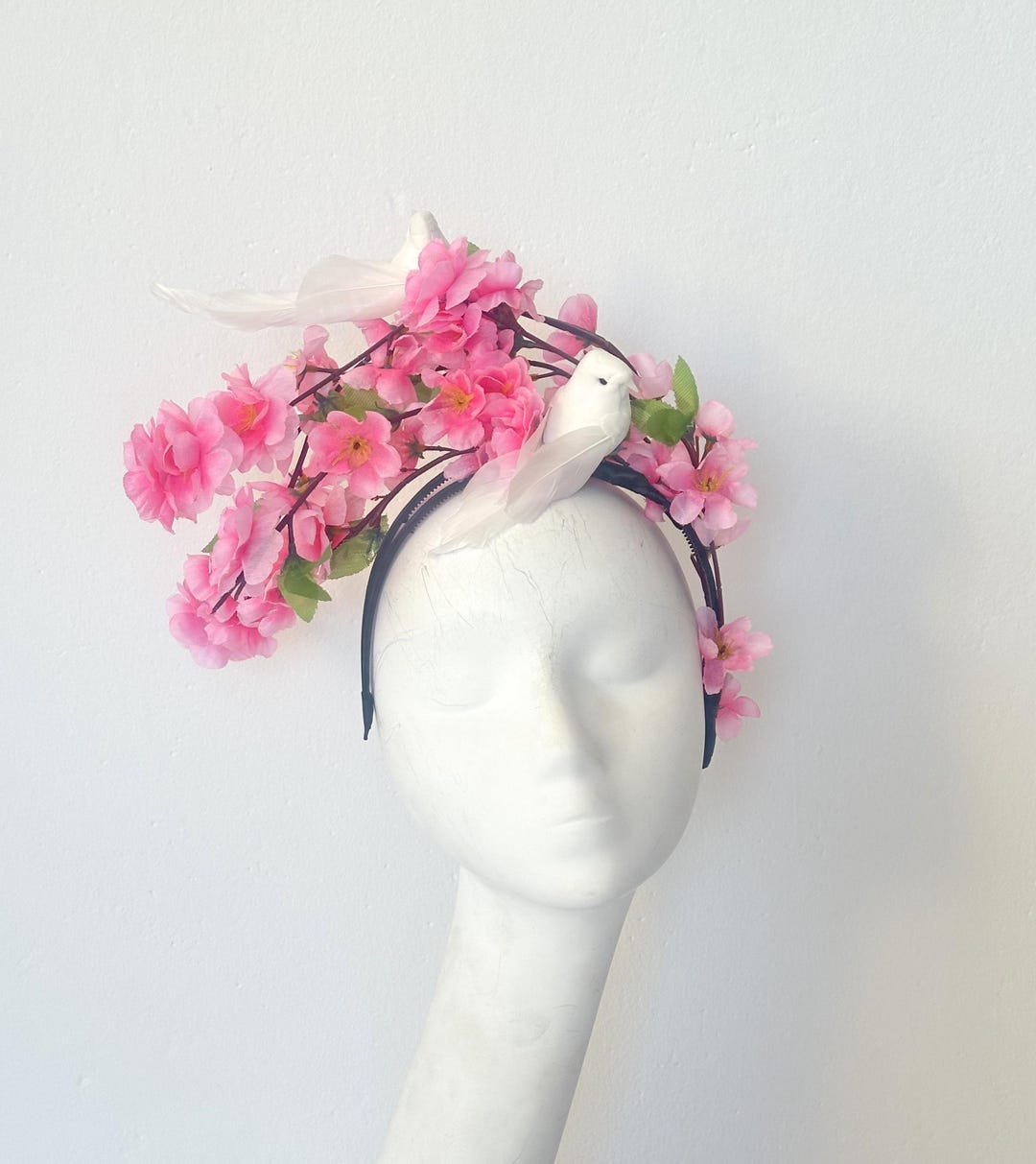 Pink Fascinator, Pink Derby Hats, Flower Bird Women Tea Party Hat,bird ...