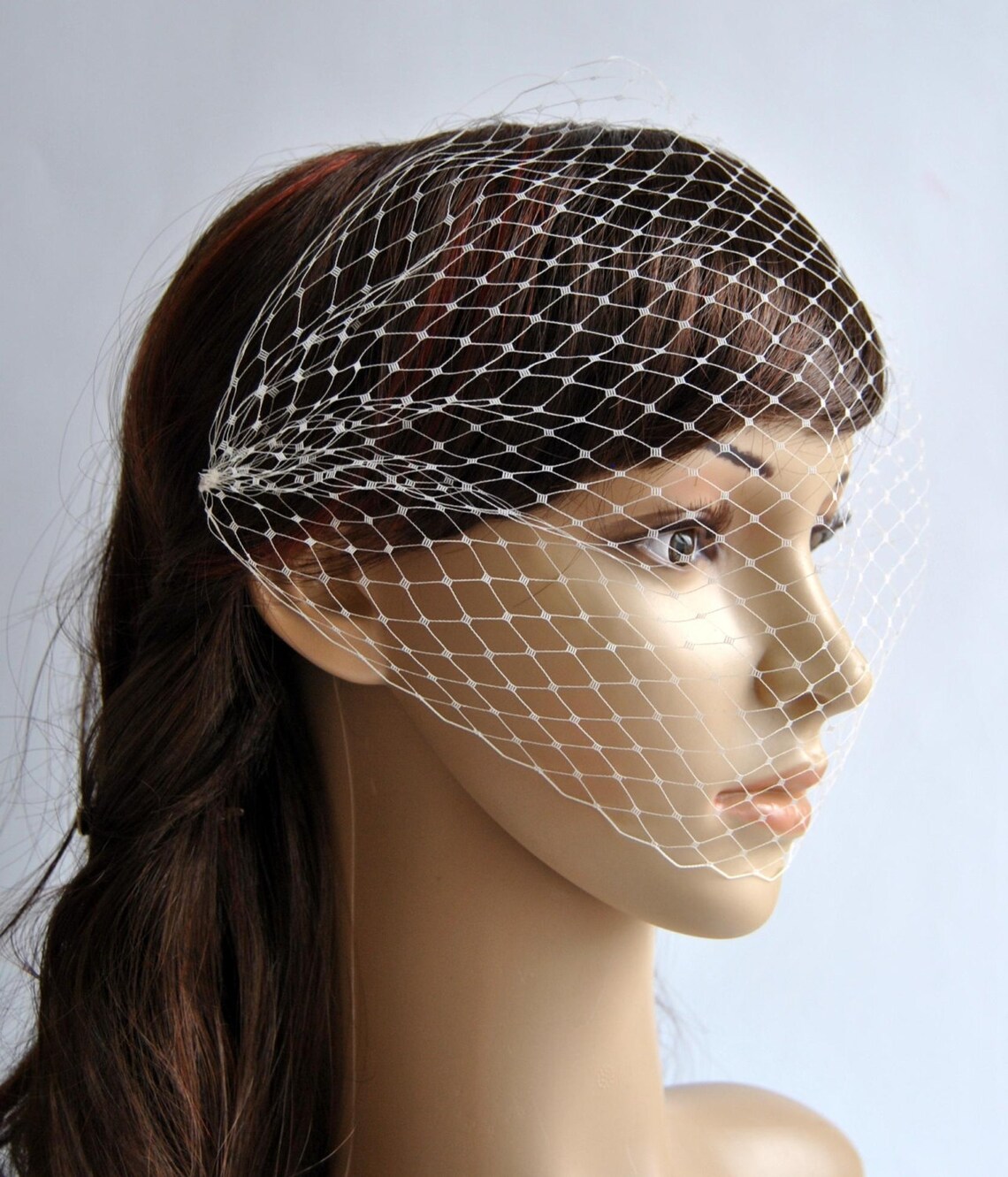 White Bandeau Veil, Birdcage Veil, Wedding Veil, Bridal Veil, Russian ...