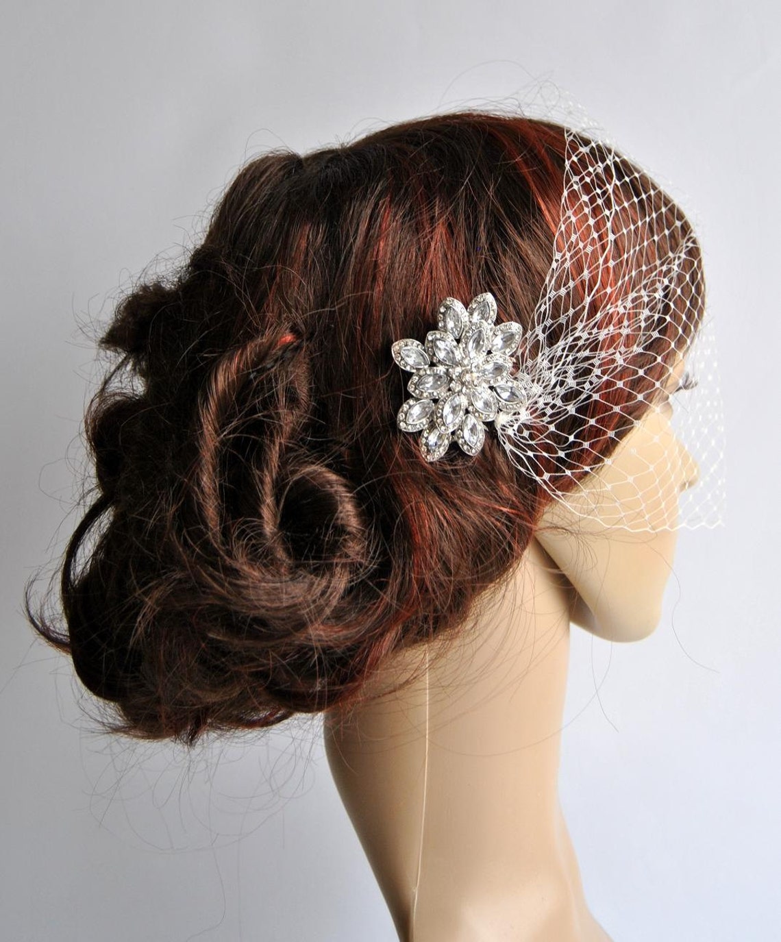 Bandeau Veil With Rhinestone Comb Birdcage Veil Wedding Veil - Etsy