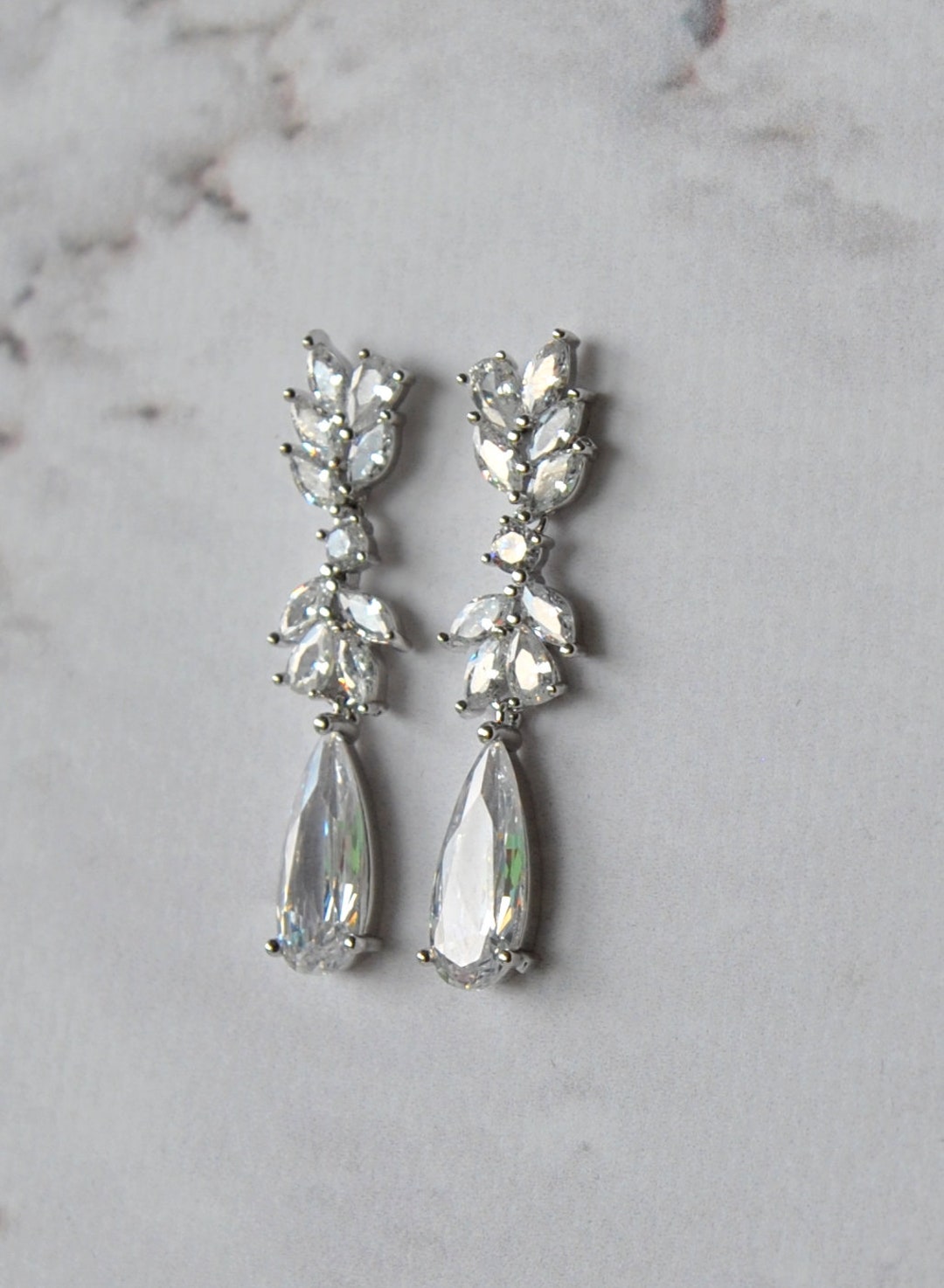 GRACIE Crystal Bridal Earrings, Wedding Earrings, Long Bridal ...