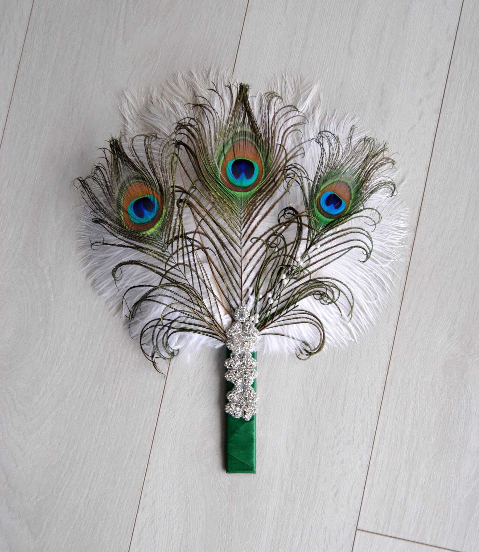 Peacock Feather Fan Bridal Alternative Ostrich Feather Fan - Etsy