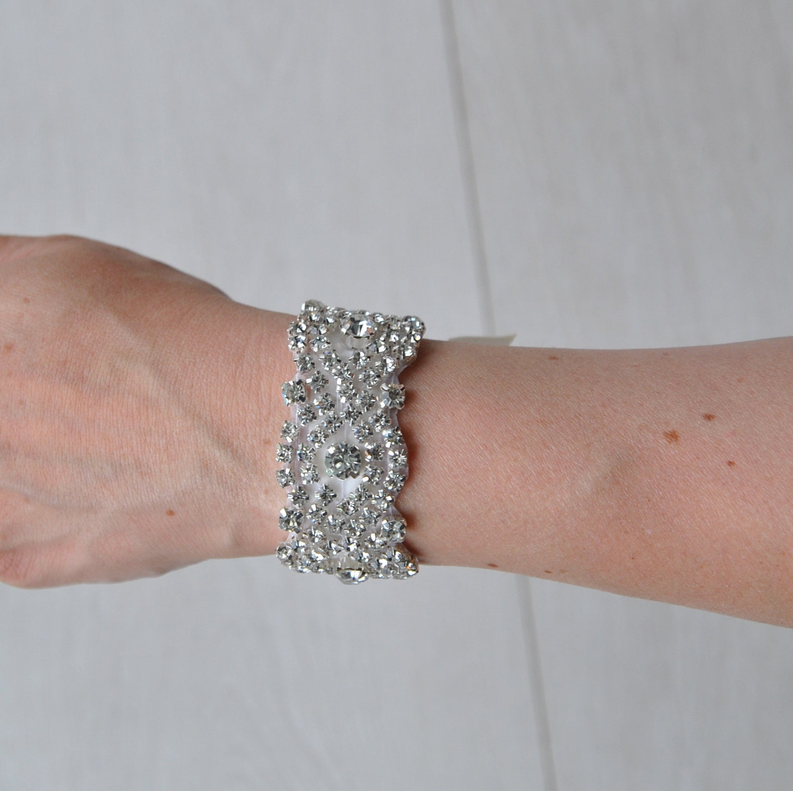 Crystal Bracelet Rhinestone Beaded Cuff Bracelet Bridal | Etsy