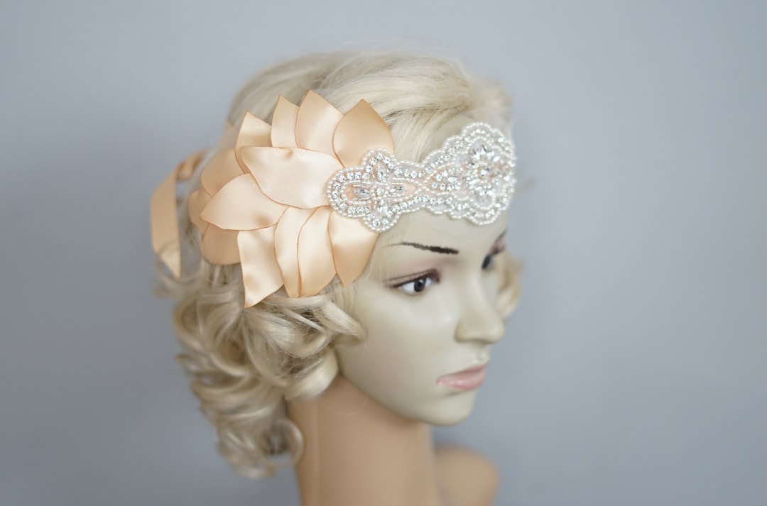 Bridal 1920s Bandeau Petal Headband, the Great Gatsby Headband, 1920s ...