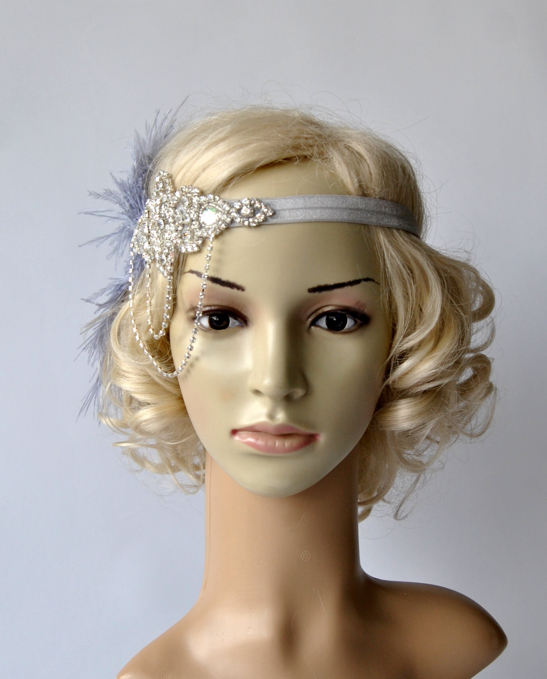 Flapper Rhinestone Feather Headband, 1920's,feather, Crystal Flapper ...