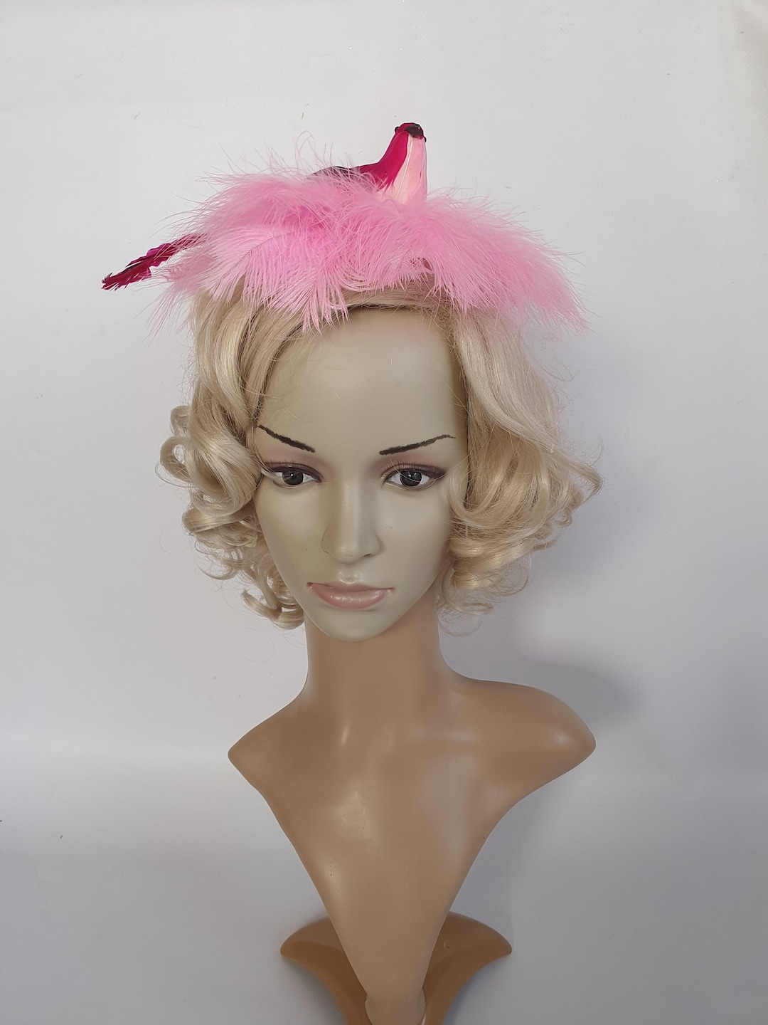 Marabou Fether Pink Fascinator, Bird Headdres, Hot Pink Headband ...