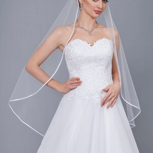 Soft Satin Ribbon Edge Veil Wedding Bridal Veil Ribbon Veil - Etsy