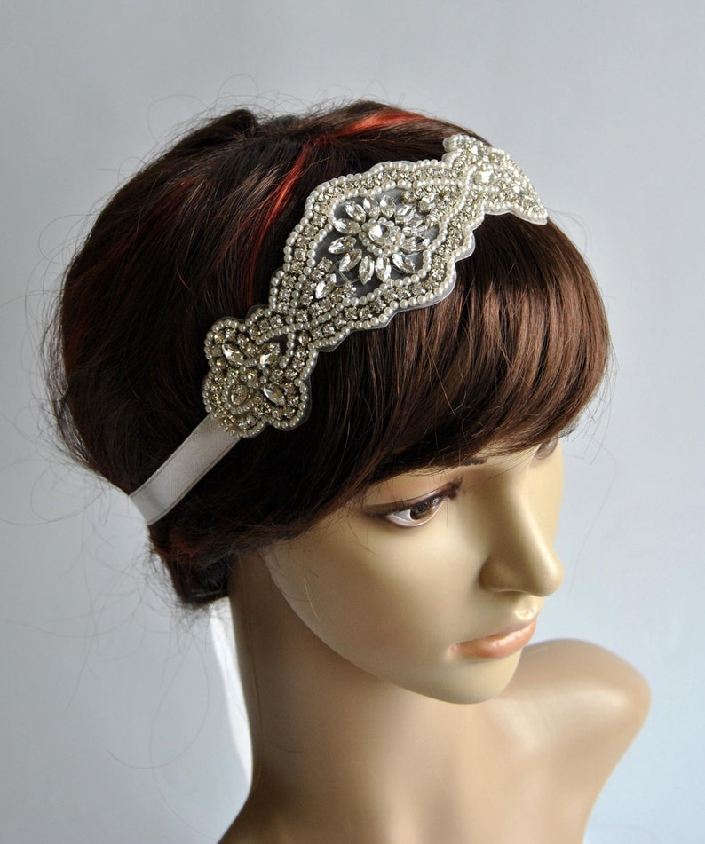 Crystal Rhinestone And Pearls Flapper Gatsby Headband Wedding Etsy