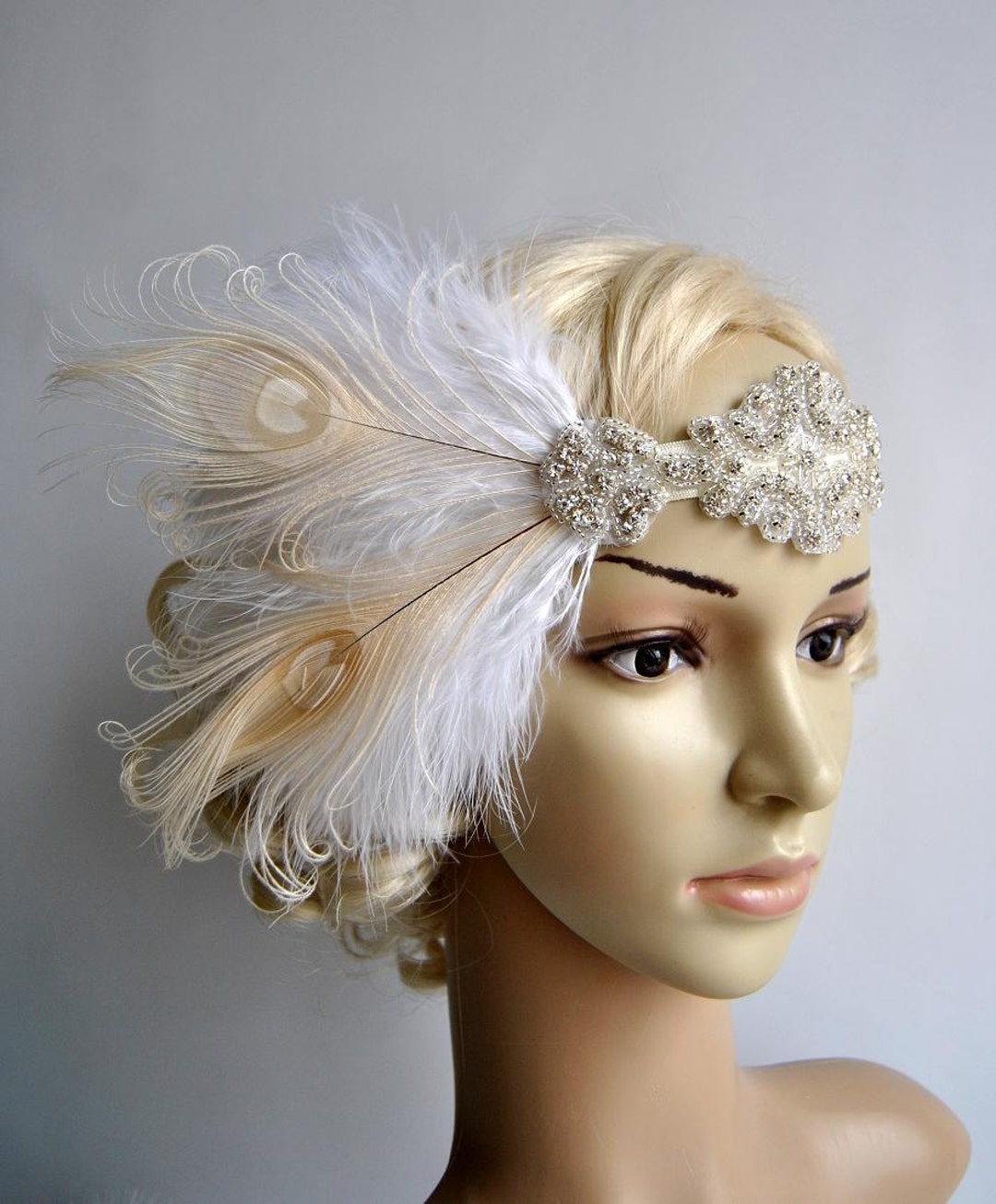 Flapper Feather Headband,the Great Gatsby 1920s Flapper Rhinestone ...