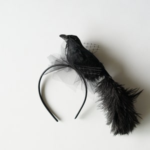 Black Bird Fascinator Headband Black Feather Fascinator Bird Nest ...