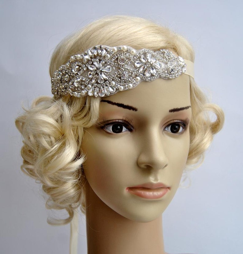 Crystal Pearls Rhinestone Flapper Gatsby Headband Bridal - Etsy