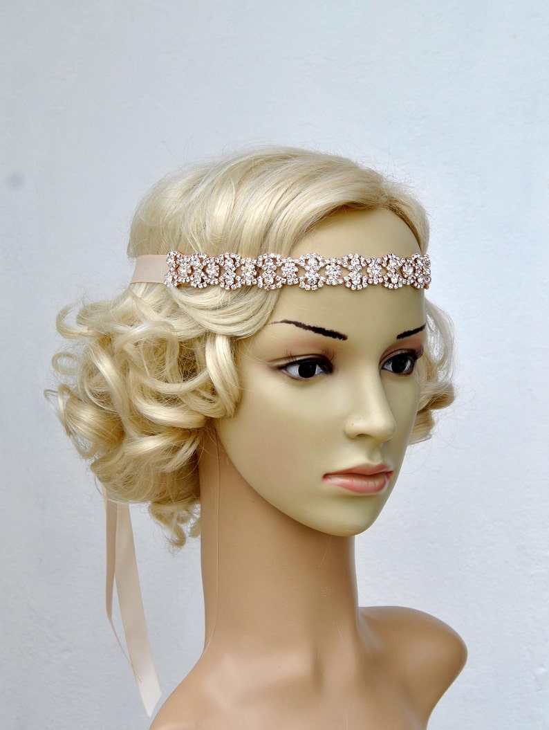 Rose Gold Rhinestone Headband Bridal Wedding Rose Gold Crystal Etsy